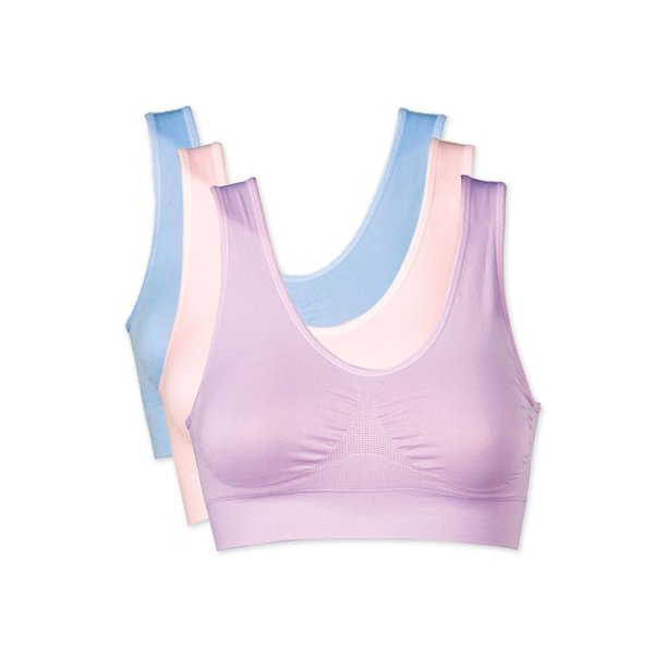 Women's Genie Bra Seamless 3-Pack - Pastel Color Comfort Sports Bras ...