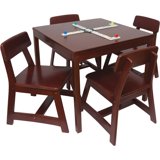 Lipper Child's 5 Piece Square Table and Chair Set, Cherry Finish ...