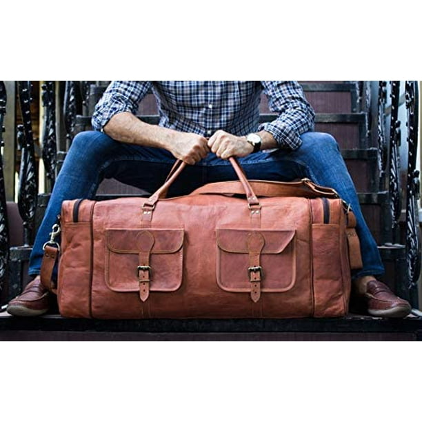 Leather Duffel Bag 30 inch Large Travel Bag Gym Sports Overnight ...