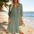 Cotton Linen Dresses for Women Vintage Embroidered Midi Dress with ...