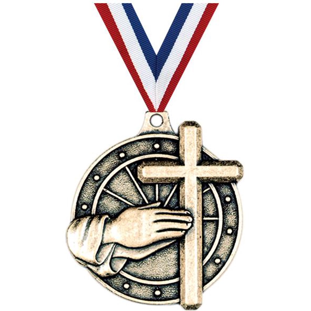 Religious Cross Medals, 2" Gold Diecast Religious Cross Medal Award 1 ...