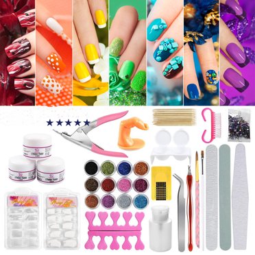 Acrylic Nail Kit Acrylic Powder Glitter Nail Art Manicure Tool Tips ...