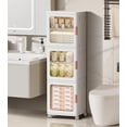 4-Tier Tall Narrow Bathroom Storage Cabinet with Doors and Adjustable ...