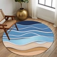 Blue Ripple Area Rug, Blue Wave Gradient Washable Large Circle Carpet ...