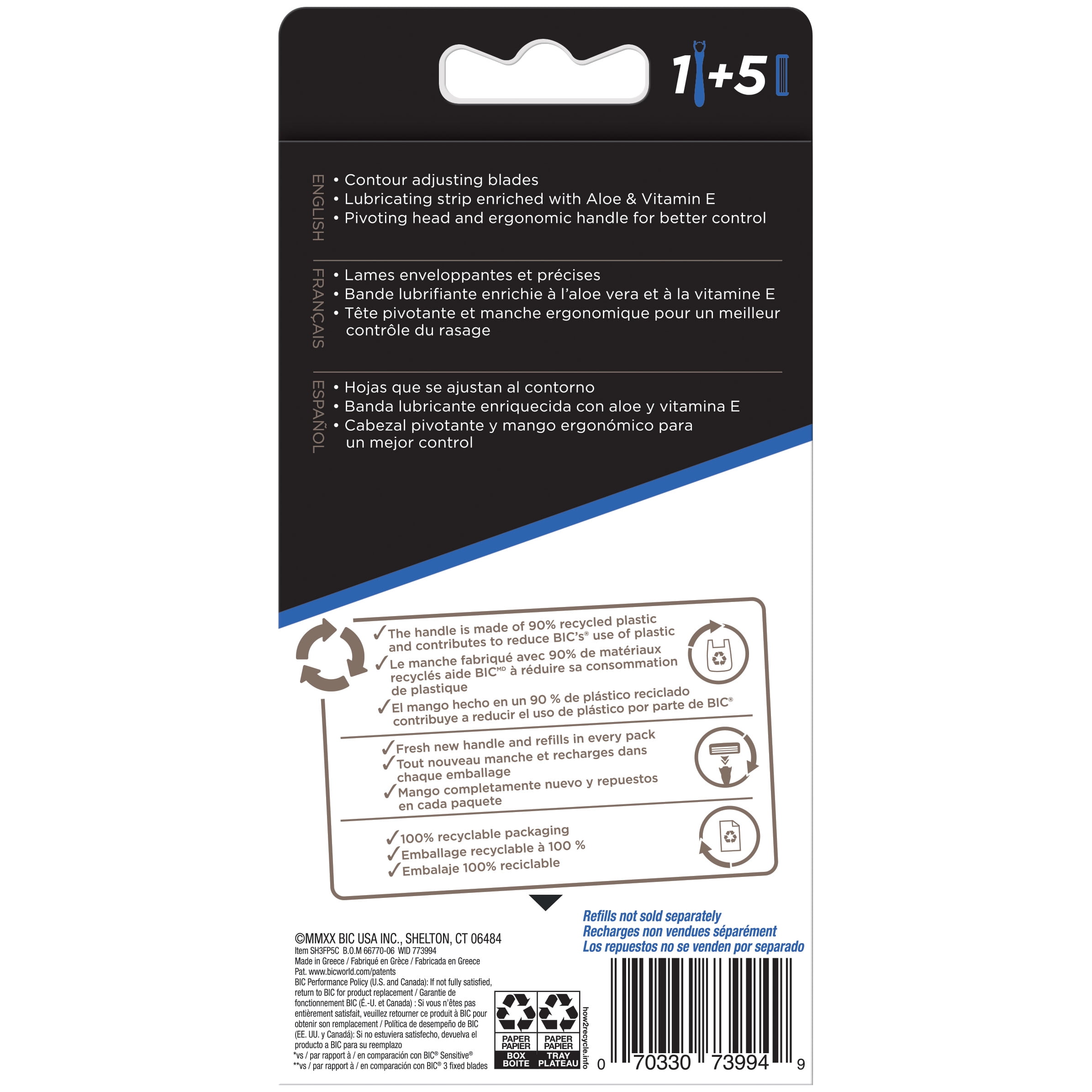 Buy BIC Flex 3 Hybrid Men's Disposable Razor, 3 Blade Razor for Men, 1 ...