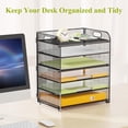 5 Tier Paper Letter Tray Organizer with Handles, Mesh Desk File ...