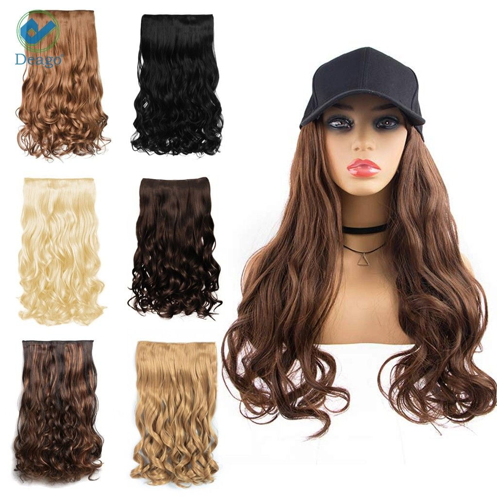 Deago 24" inch Full Head Long Curly Wave Clips in on Synthetic Hair ...