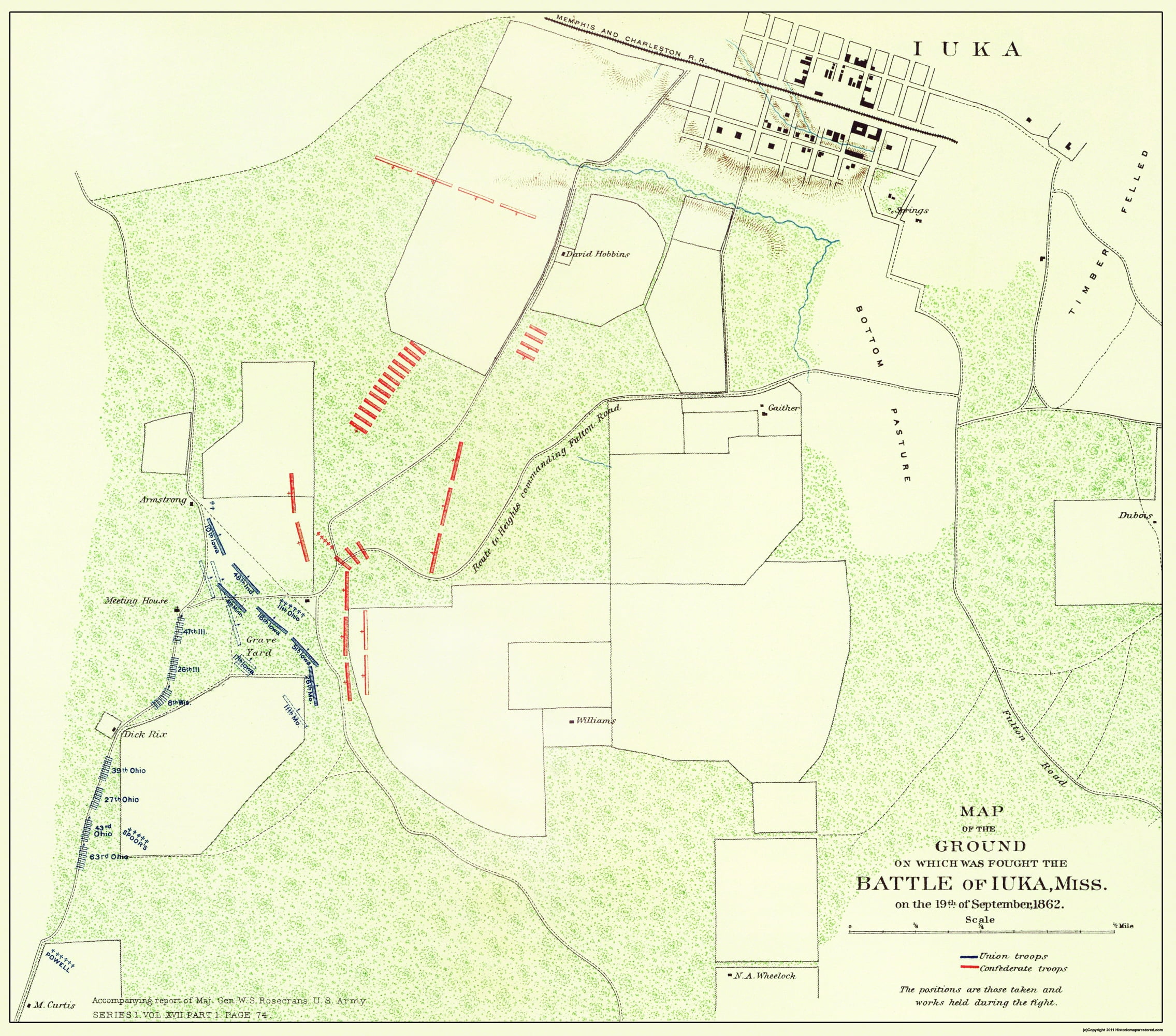 Civil War - Luka Mississippi Battle - 1862 - 26.13 x 23 - Matte Canvas ...
