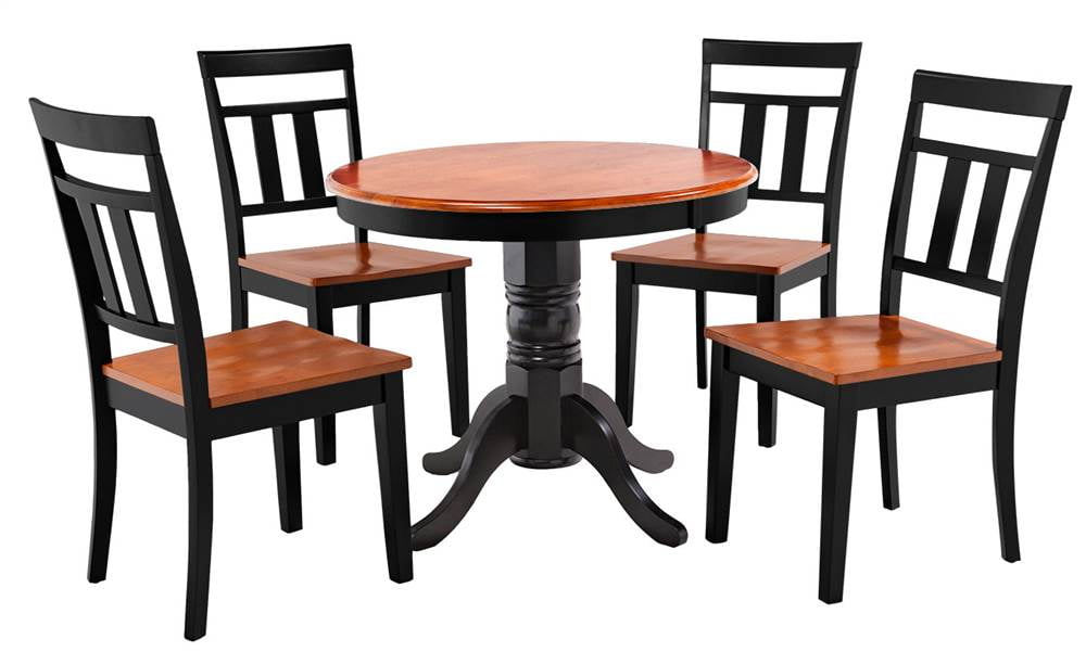 5-Pc Kitchen Dining Table Set in Black and Cherry Finish - Walmart.com