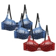 BRGZLK 3 Pack Plus Size Bra for Women Trendy Floral Lace Embroidery ...