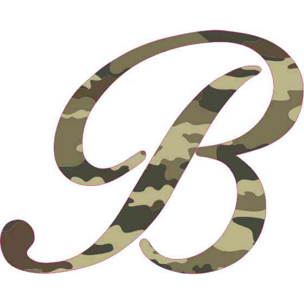 3.75in x 3in Camo Cursive B Monogram Sticker Fancy Vinyl Vehicle ...