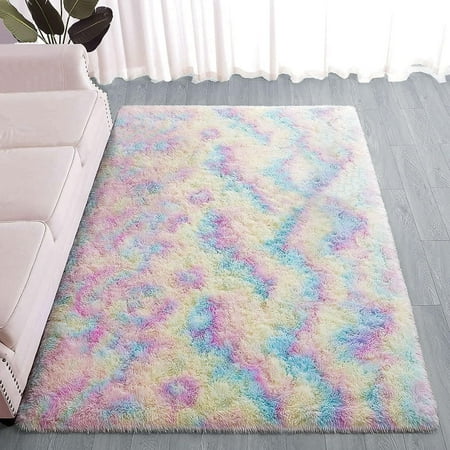 Piao Fluffy Area Rugs, 3x5 Feet Rainbow Carpet, Ultra Soft Indoor ...
