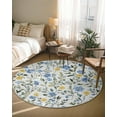 DecorLovee Blue Yellow Floral Spring Round Area Rugs 6ft - Soft Area ...
