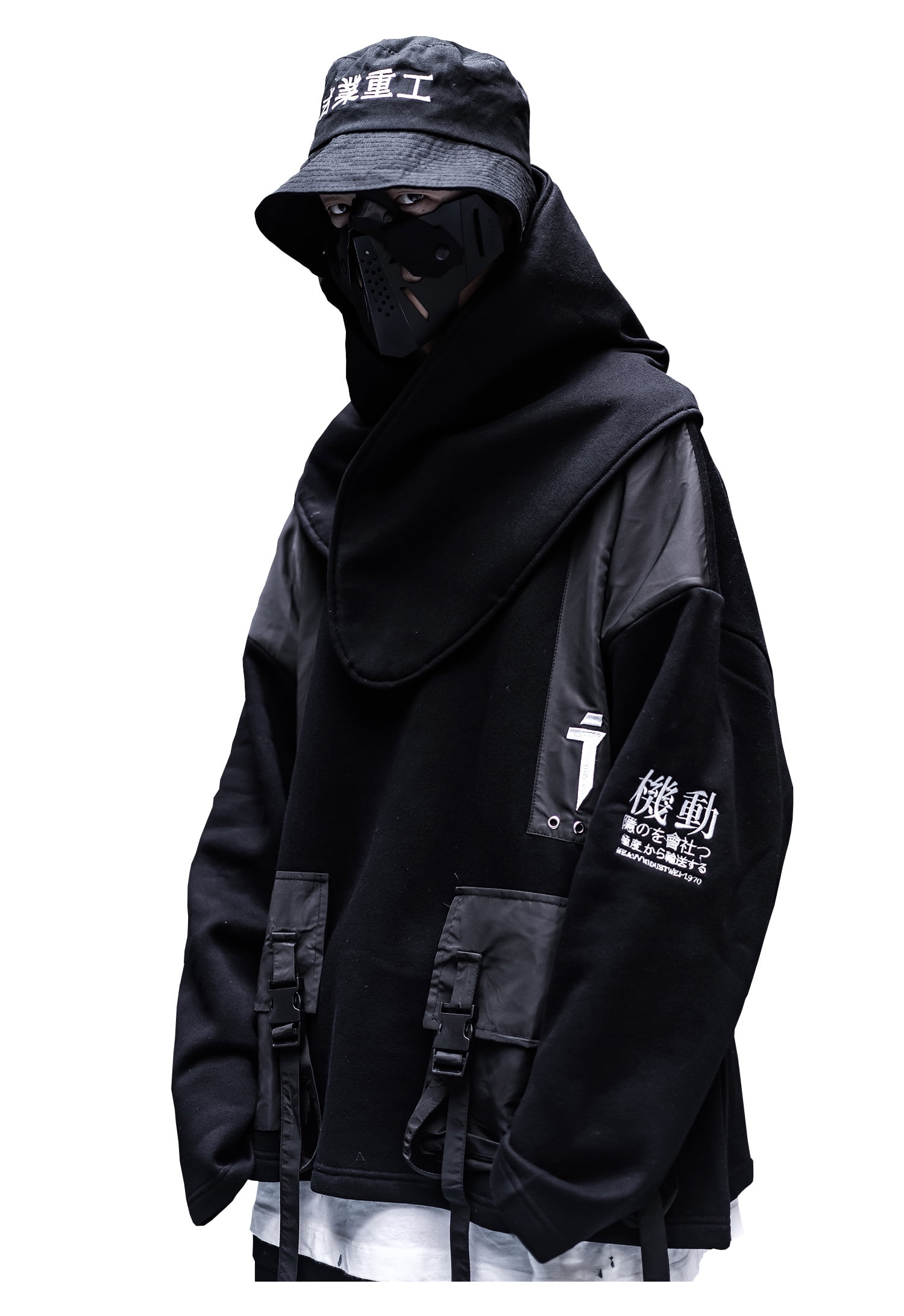 Streetwear Techwear Japanese Kanji Harajuku Embroidery Urban Black ...
