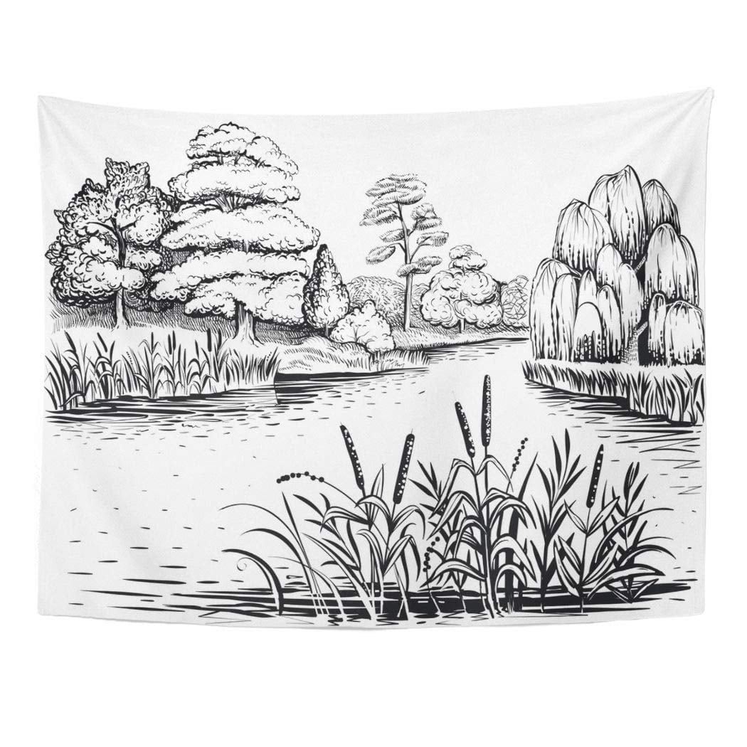 River Black And White Drawing