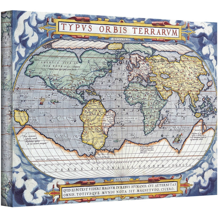 Abraham Ortelius "Typus Orbis Terrarum" Gallery-Wrapped Canvas ...