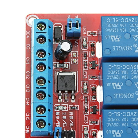 Compact 12V DC 6 Channel Relay Module Self-locking Interlocking Trigger ...