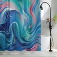 Blue Water Waves Shower Curtains for Bathroom, Abstract Gradient Pink ...