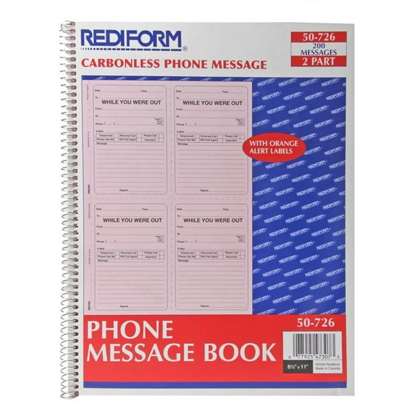 Rediform, RED50726, Alert Labels WYWO Telephone Message Book, 1 Each ...