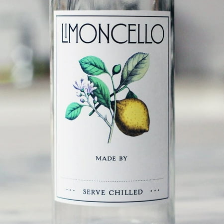 LIMONCELLO LABELS (leafy) - PACK OF 18. Approximately 2.15" x 2.8 ...
