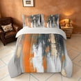 Manfei Bold Abstract Art Full Size Bedding Sets, Orange Black Gold ...