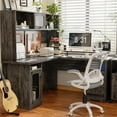 L Shaped Desk with Drawers 60 Inch Office Desk with Power Outlet and ...