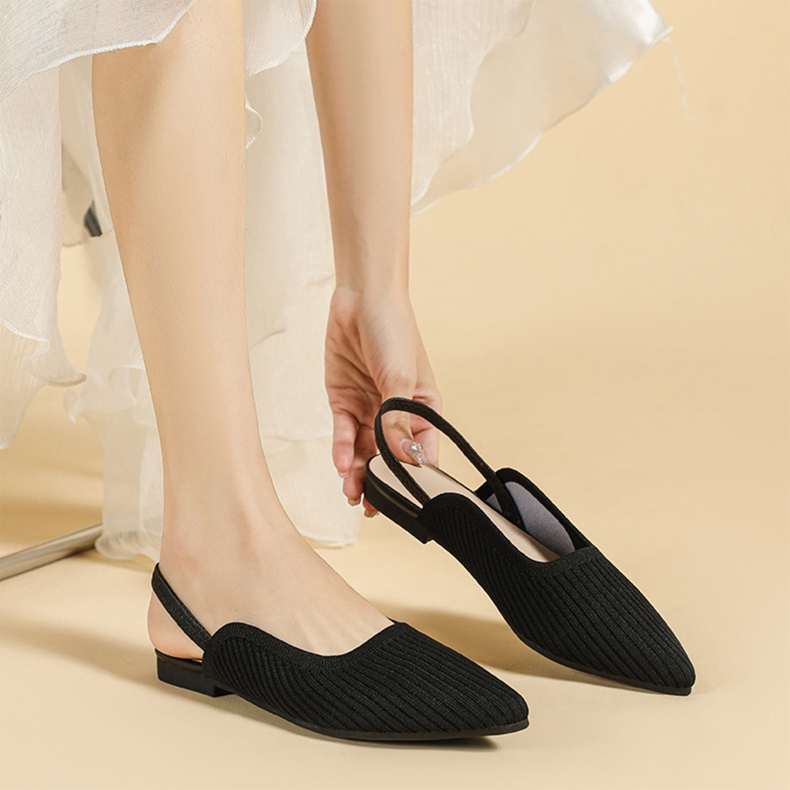 Click here for Cameland Women Knitting Fabric Flats Slingbacks Co... prices