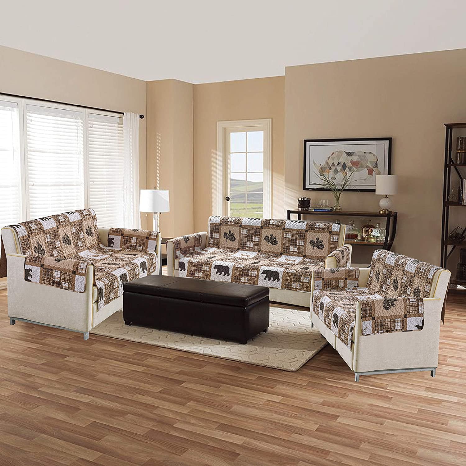 Rustic Modern Farmhouse Cabin Lodge Quilted Couch Sofa Loveseat ...