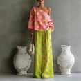 Women's Two-Tone Contrast Polka Dot Off Shoulder Dolman Satin Two-Piece ...