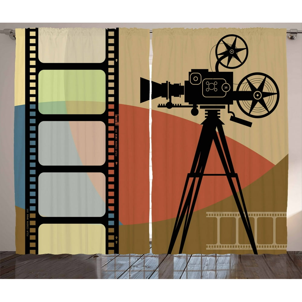 Movie Theater Curtains 2 Panels Set, Abstract Retro Style Colorful ...