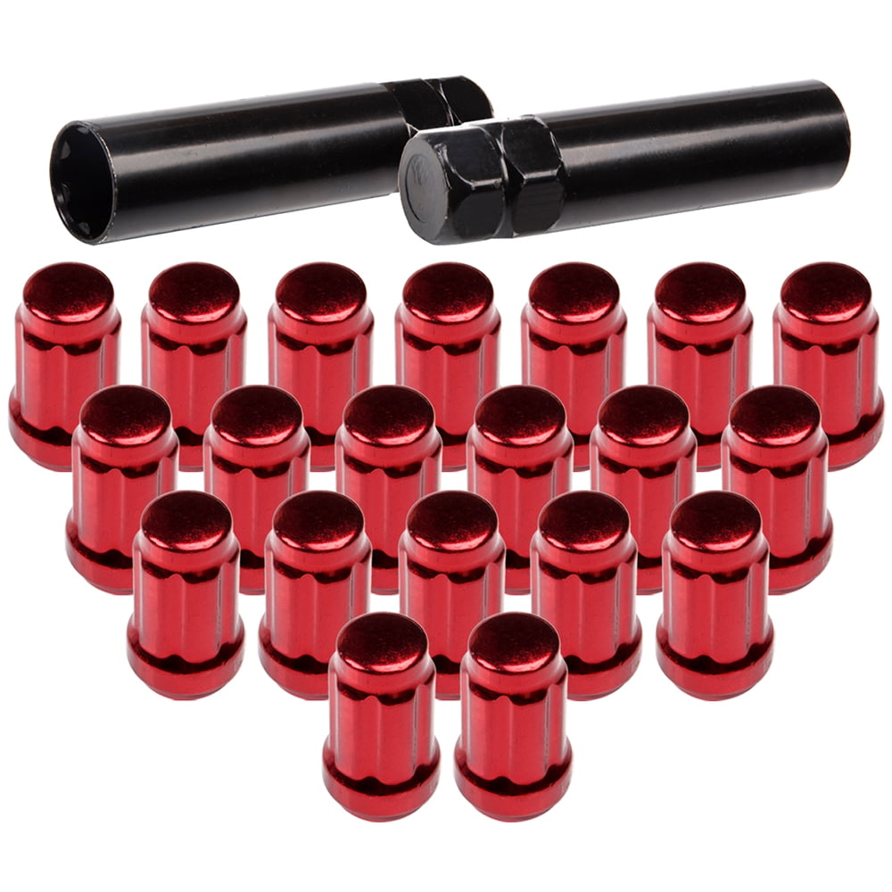 CCIYU Set of 20 Red 6 Spline Chrome Wheel Lug Nuts + 2 Keys for Acura ...