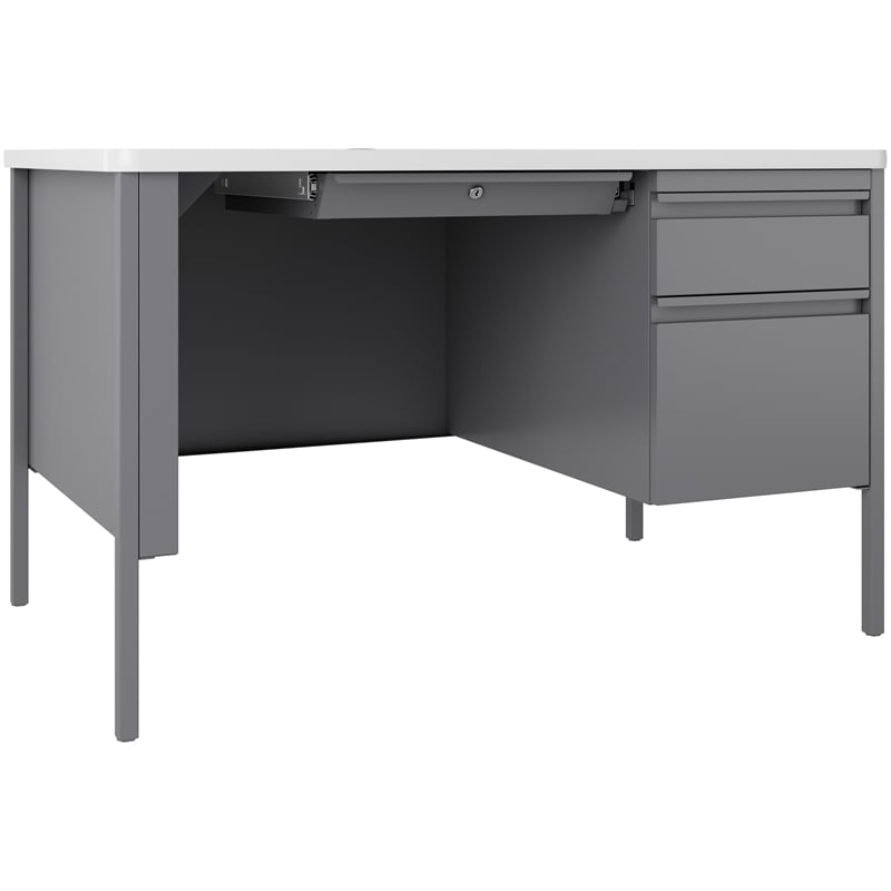 Hirsh 30x48 Right Hand Single Pedestal Metal Desk with T-Mold Top ...