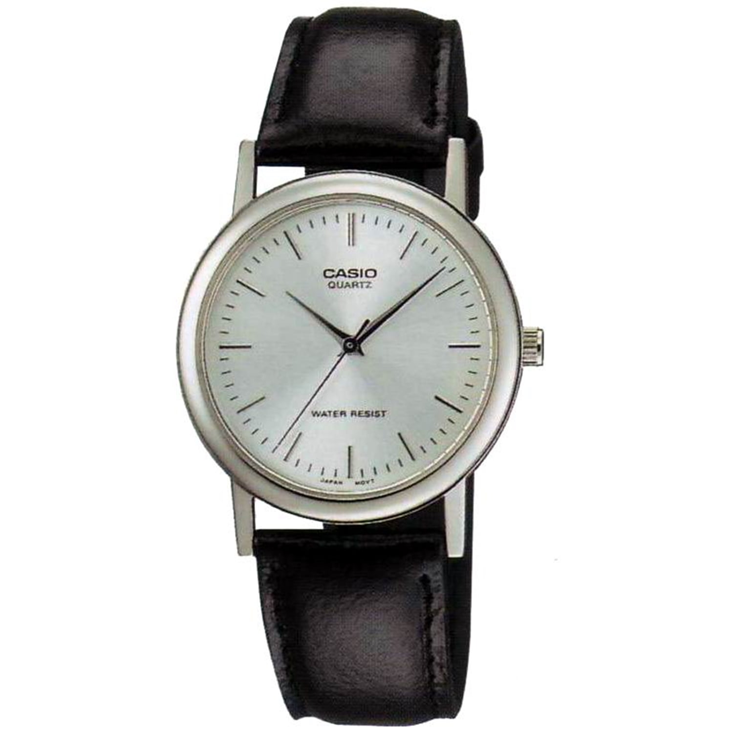 Casio Men's Core MTP1095E-7A Black Leather Quartz Dress Watch - Walmart.com