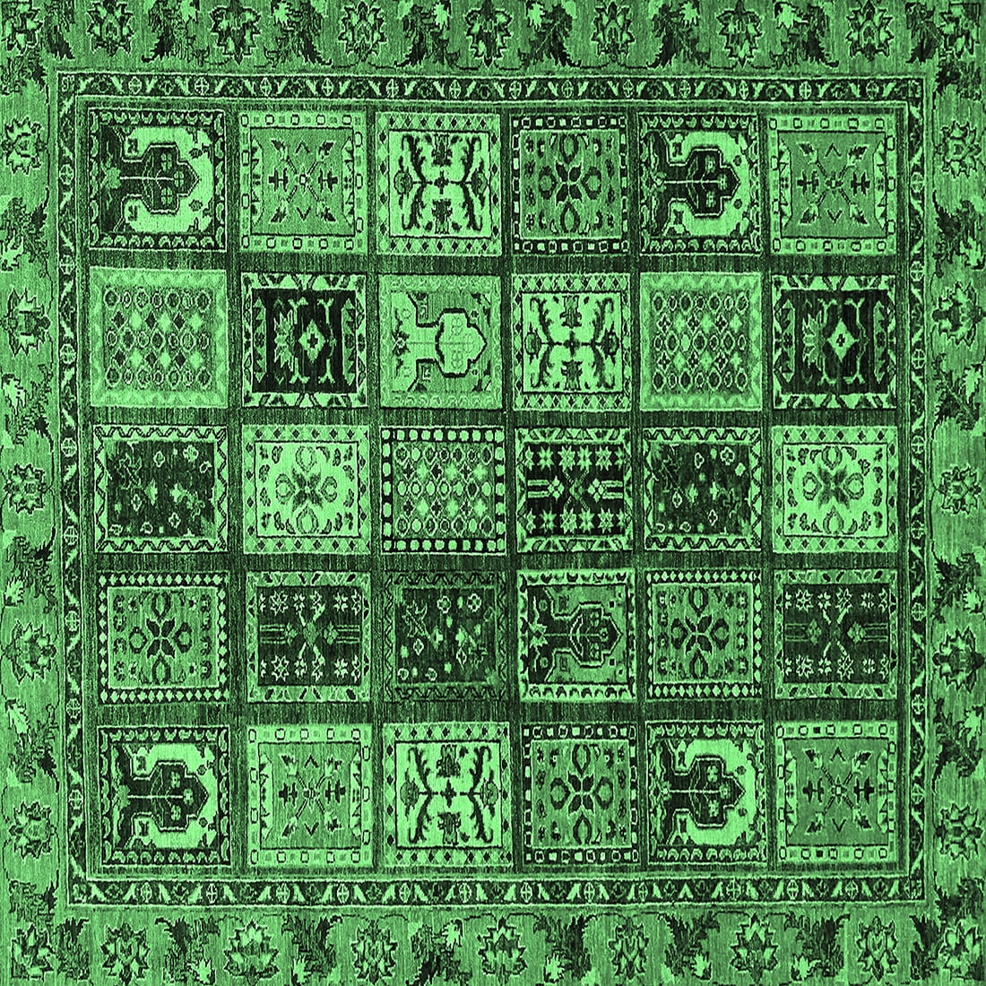 Ahgly Company Indoor Square Abstract Emerald Green Modern Area Rugs, 4 ...
