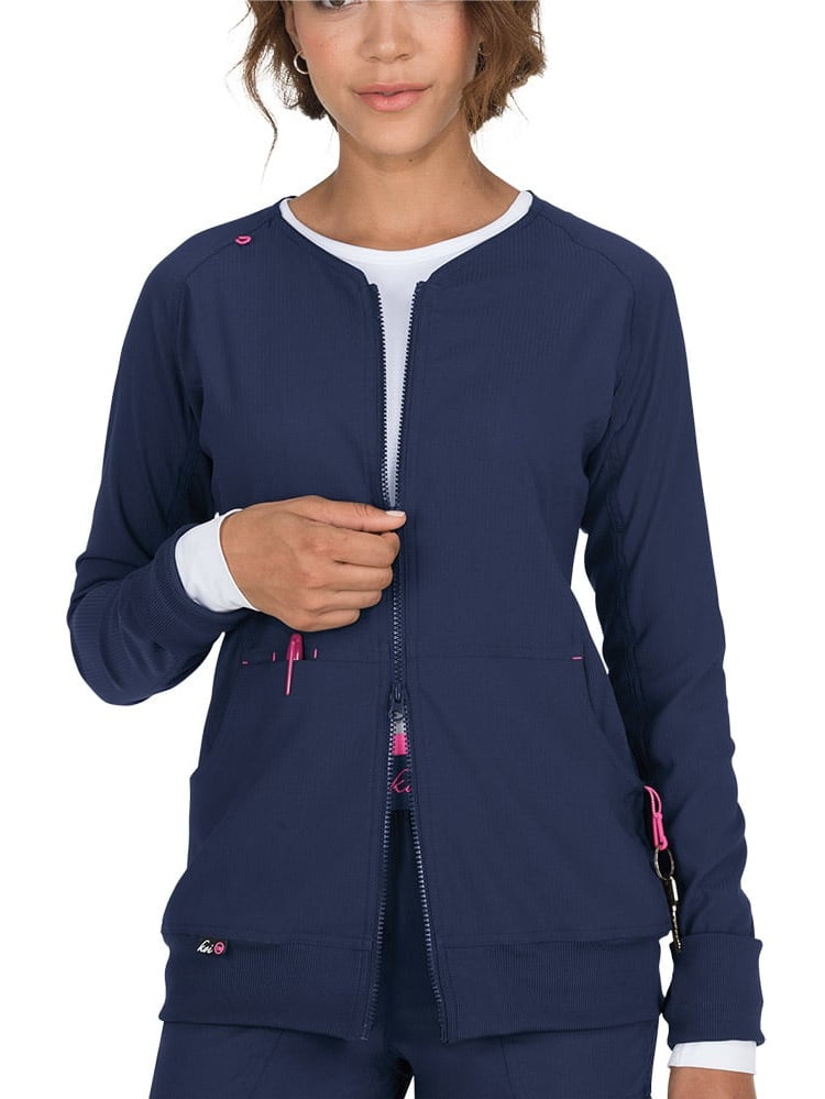 koi Lite Women's Clarity Zip Front Solid Scrub Jacket - Walmart.com