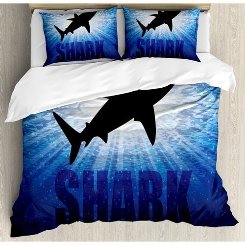 Ambesonne Shark Underwater Hunter Phrase Fish Silhouette in the Ocean ...
