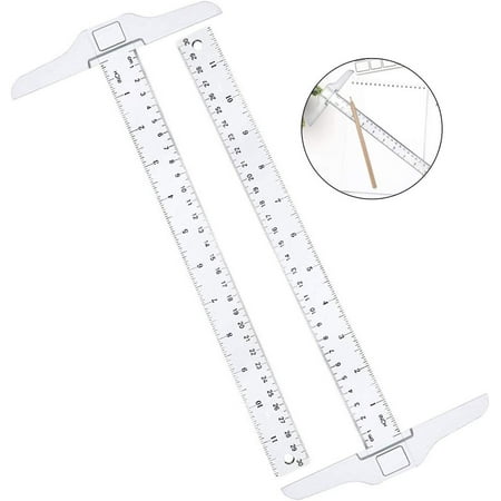 Transparent Plastic T Ruler T-Shaped Ruler Double Side Scale Ruler for ...