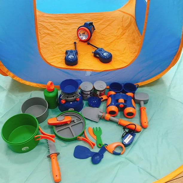 Kids Camping Set Outdoor Pretend Play Set Pretend Play Camping Set For Children 29Pcs Kids Camping Set Play Tent With Receiver Campfire Picnic Tableware Cooking Set Indoor Outdoor Walmart