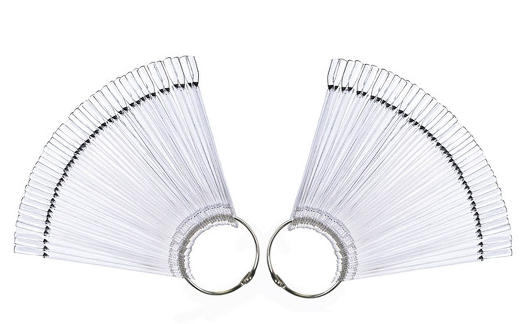 2 Set/100 Tips Fan-shaped Nail Art Display Sticks Nail Polish Color ...