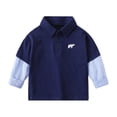 Boys T Shirts Two-Piece Patchwork Print Lapel Long Sleeve Button Polo ...