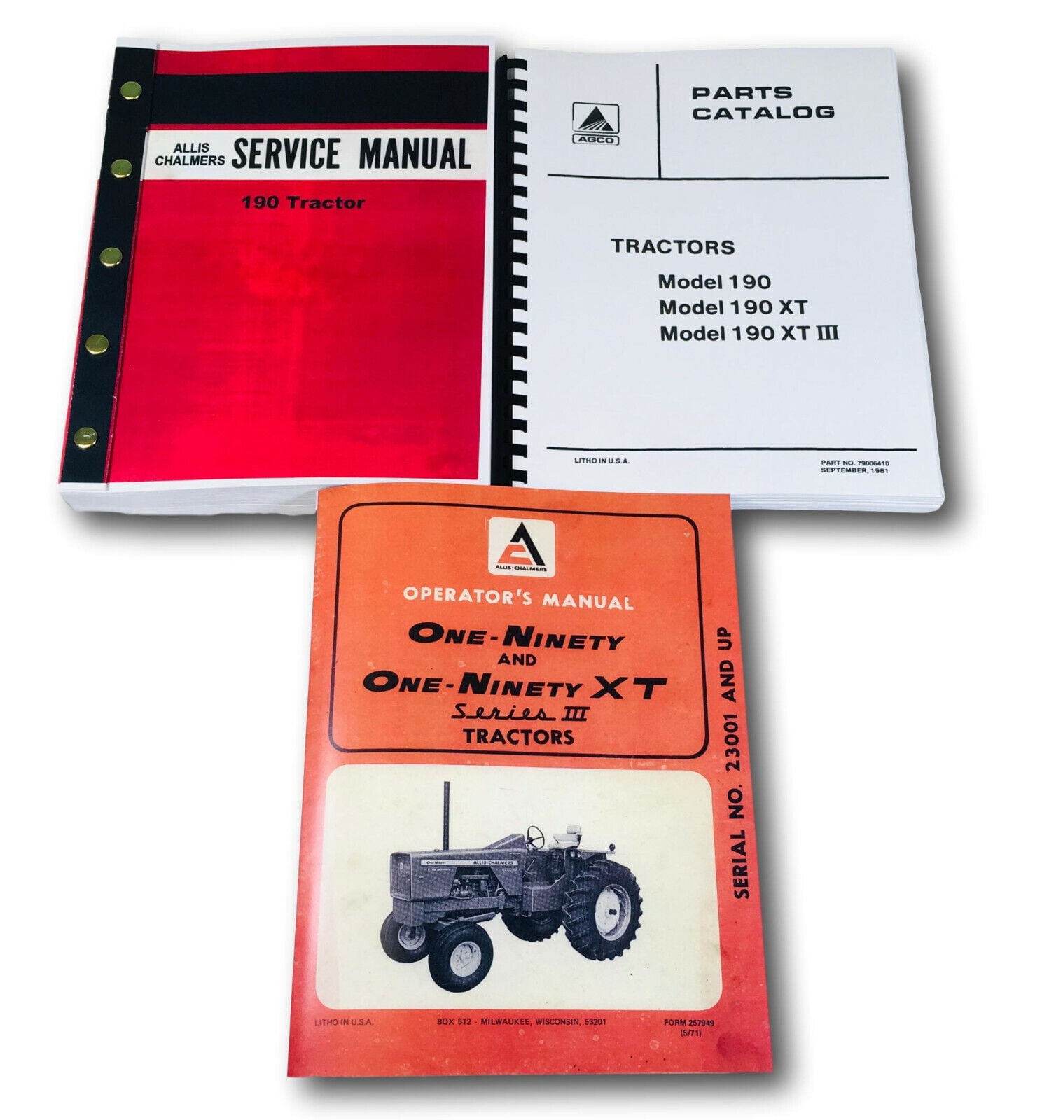 Allis Chalmers 190 190Xt Series Iii Tractor Service Parts Operators ...