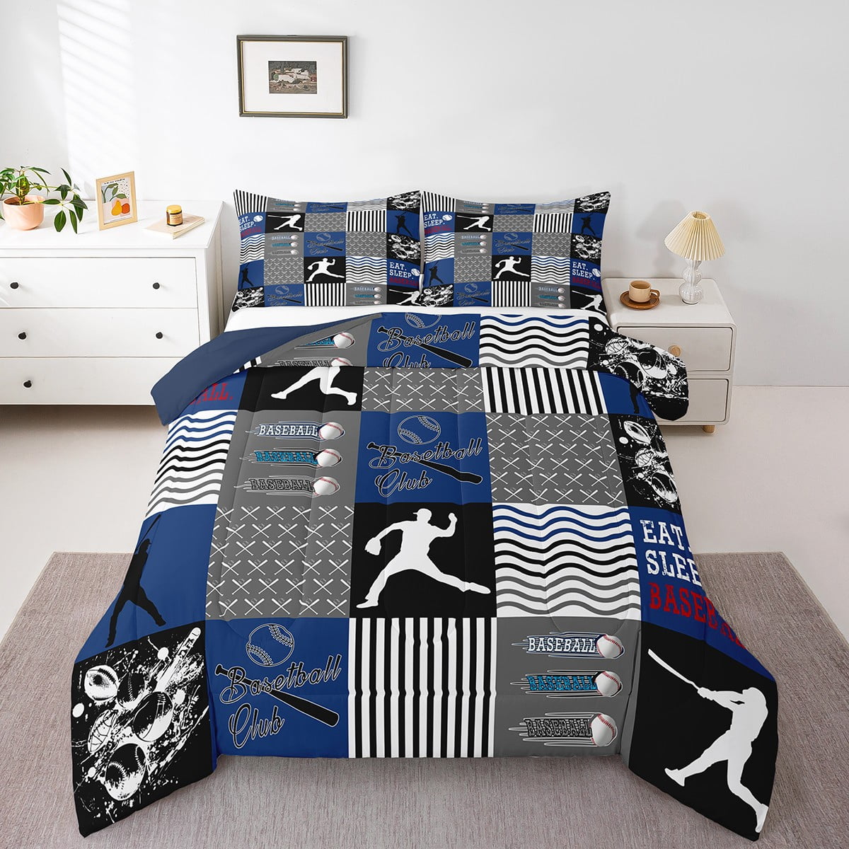 Click here for Erosebridal Baseball Comforter Sets Queen Size spo... prices