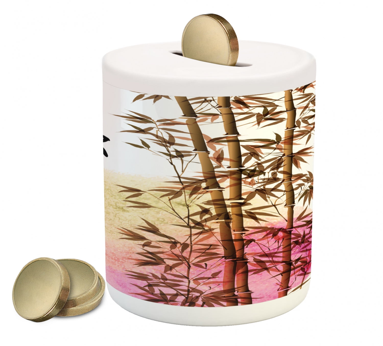 Bamboo Print Piggy Bank, Bamboo Painting Japanese Words in Mid Autumn ...