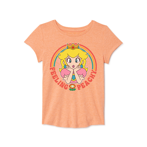 Feeling Peachy Princess Peach GirlsGraphic T-Shirt Size 6-7 - Walmart.com