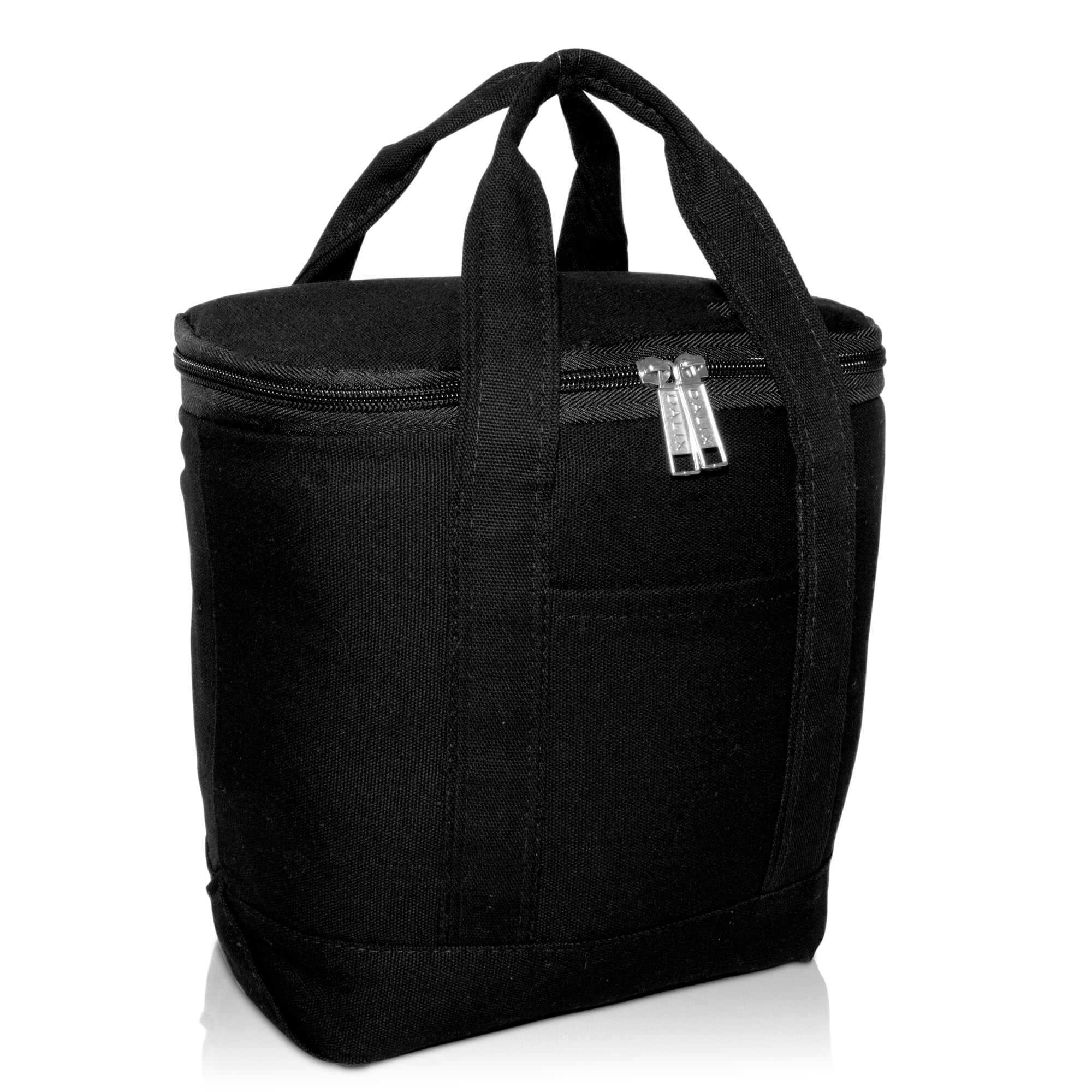 DALIX 9.5" Insulated Leakproof Canvas Cooler Lunch Bag in Black ...