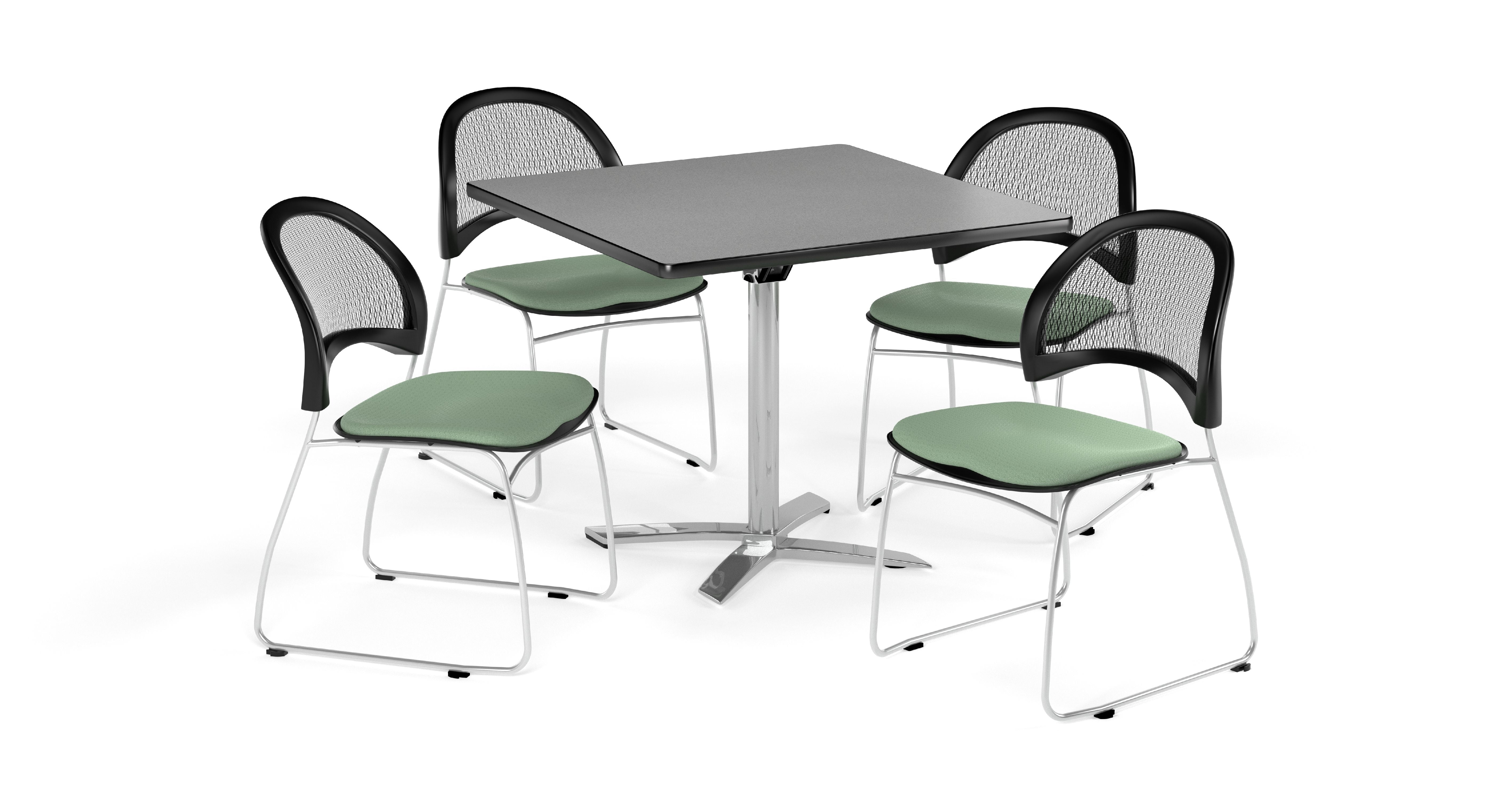 OFM Multi-Use Break Room Package, 36" Square Flip-Top Table with Moon ...