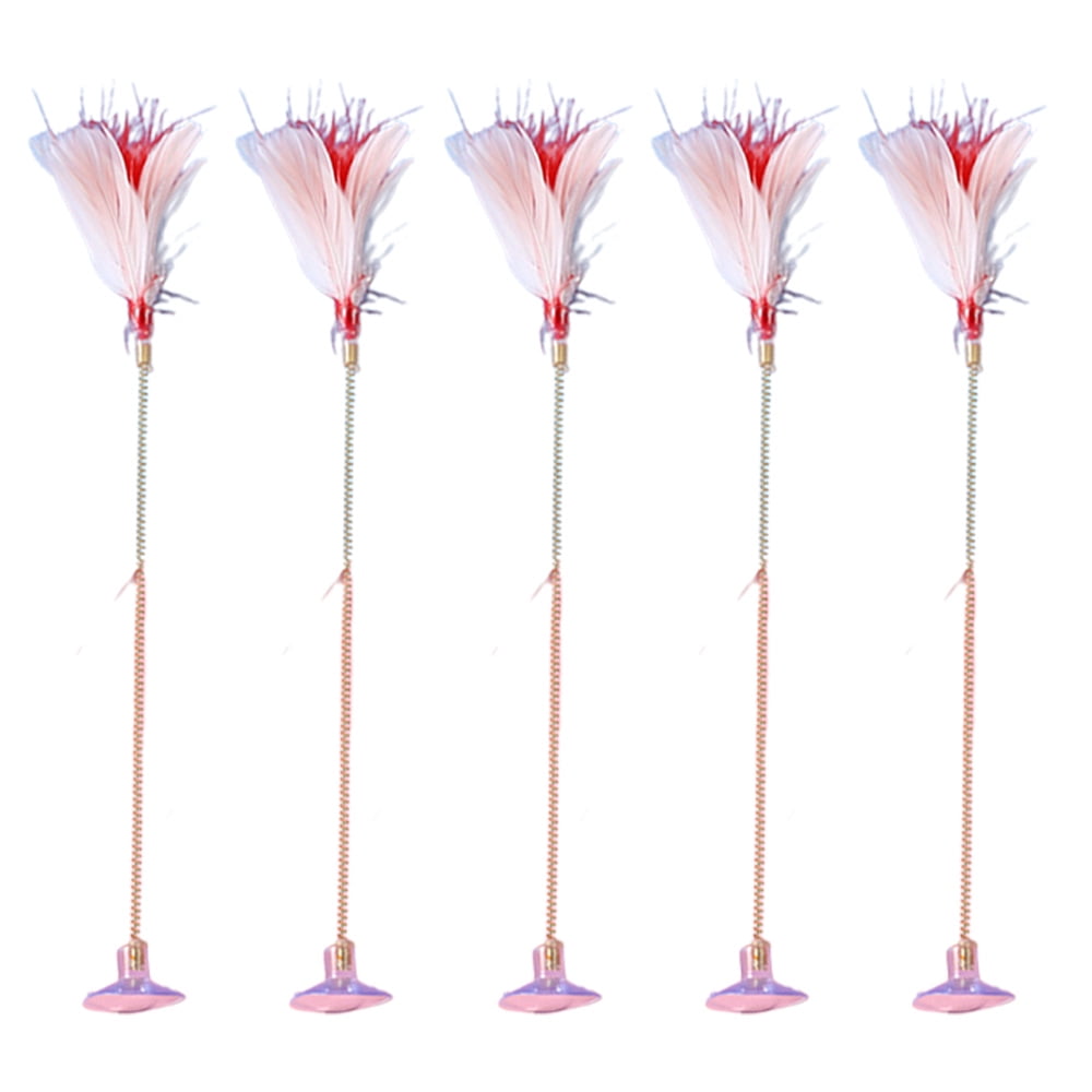 Juguete interactivo para gatos con plumas, base de ventosa, resorte de ...