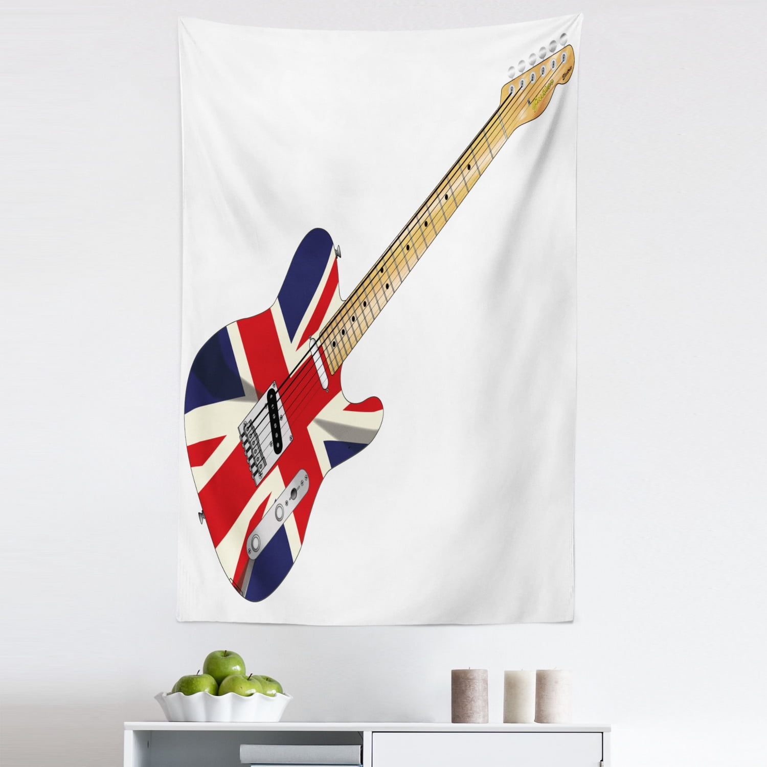 Union Jack Tapestry, Classical Electric Guitar UK Flag Britain Music ...