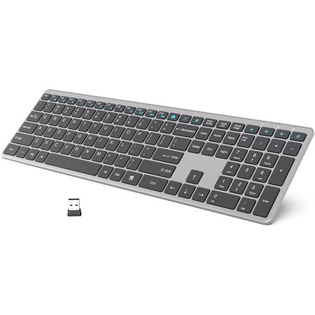 Wireless Keyboard, 2.4G Ultra Slim Portable Computer Keyboard, Full ...