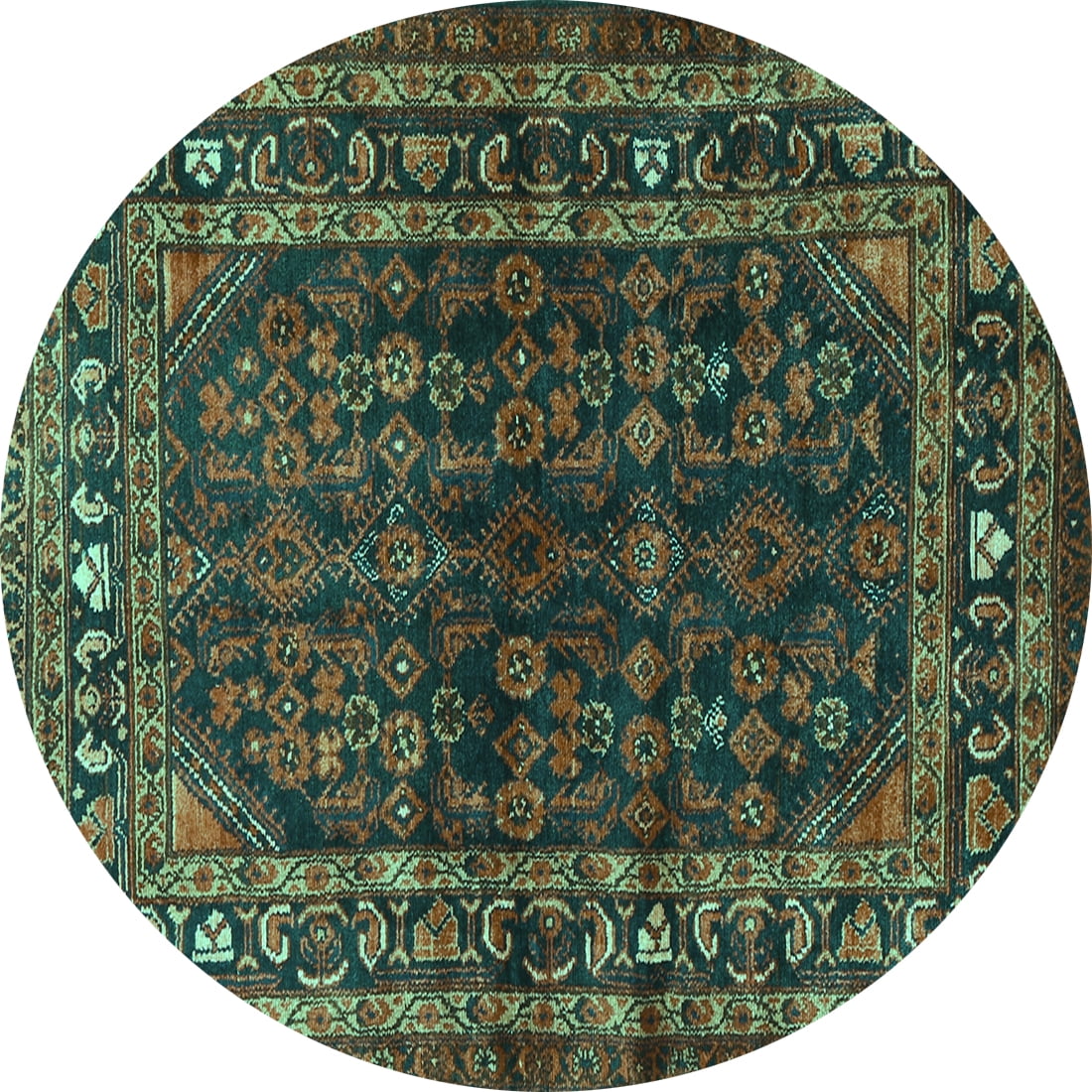 Ahgly Company Indoor Round Persian Turquoise Blue Traditional Area Rugs ...
